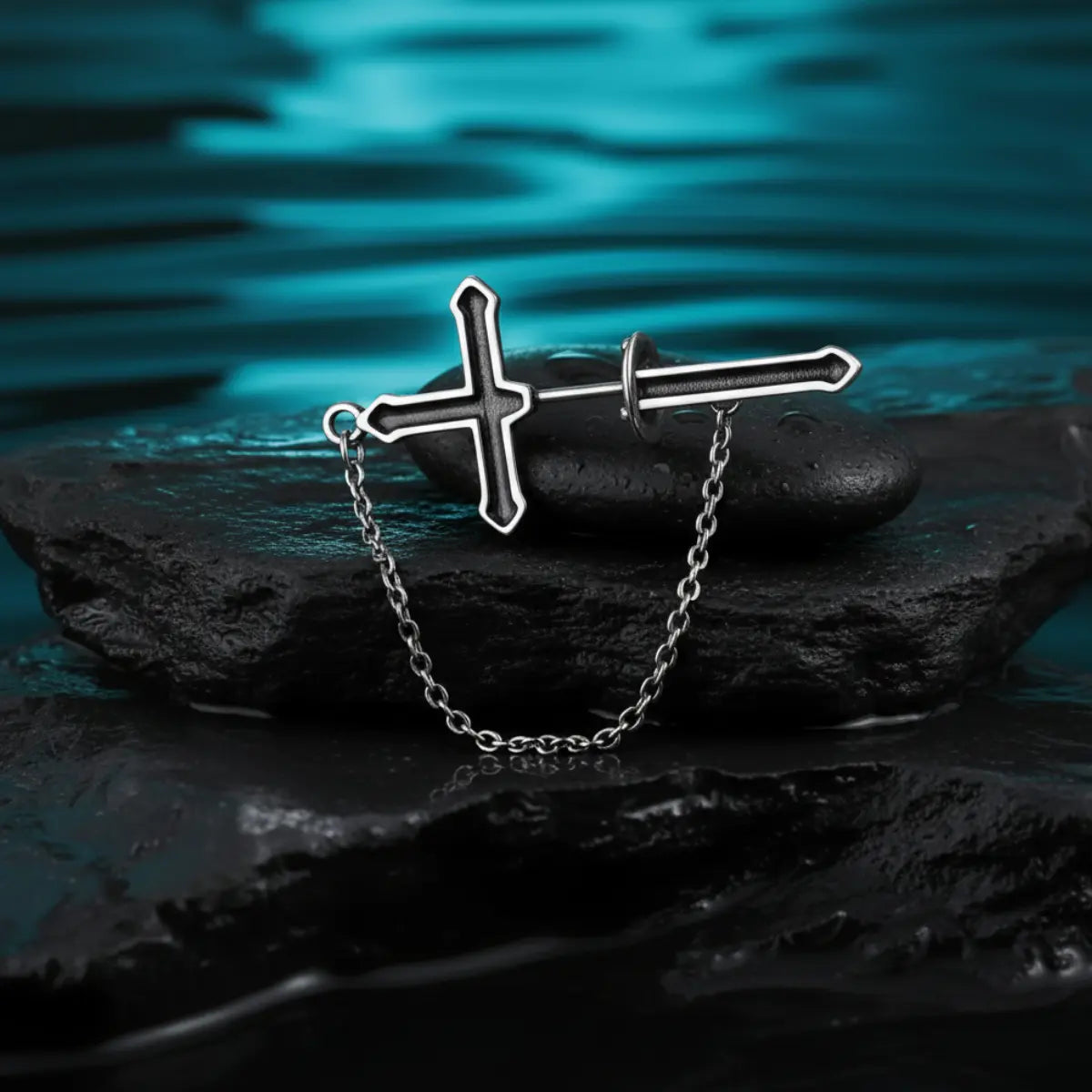 Cross Chain Earrings Sterling Silver