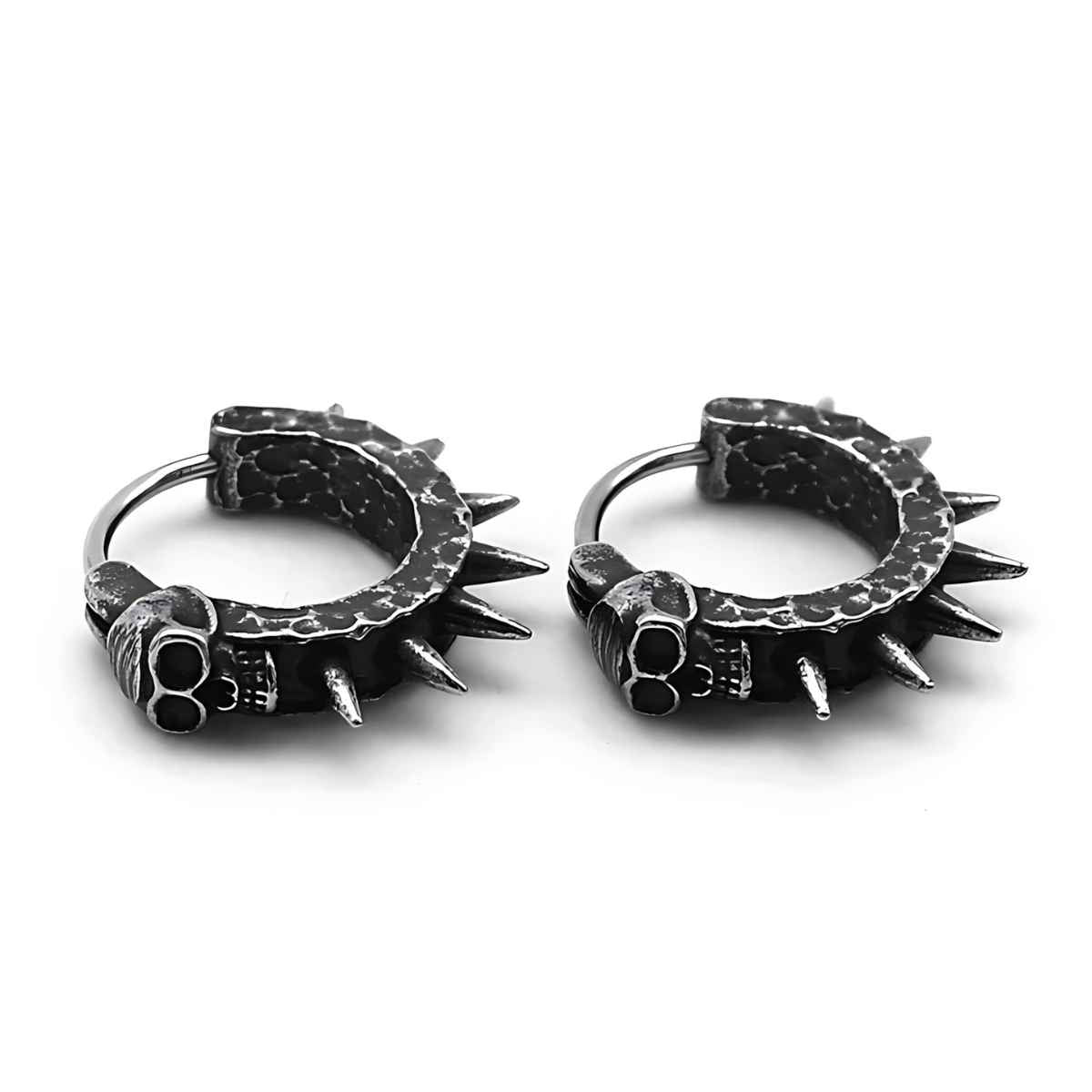 Goth Skull Spiked Hoop Earrings for Men and Women