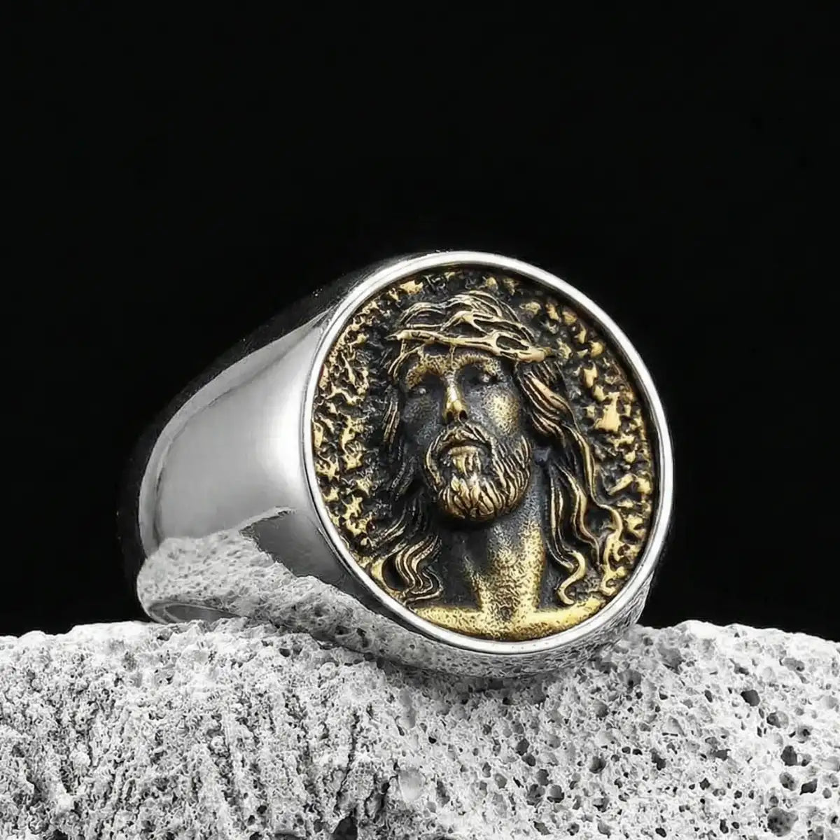 Jesus Crown of Thorns Signet Ring | Christian Rings