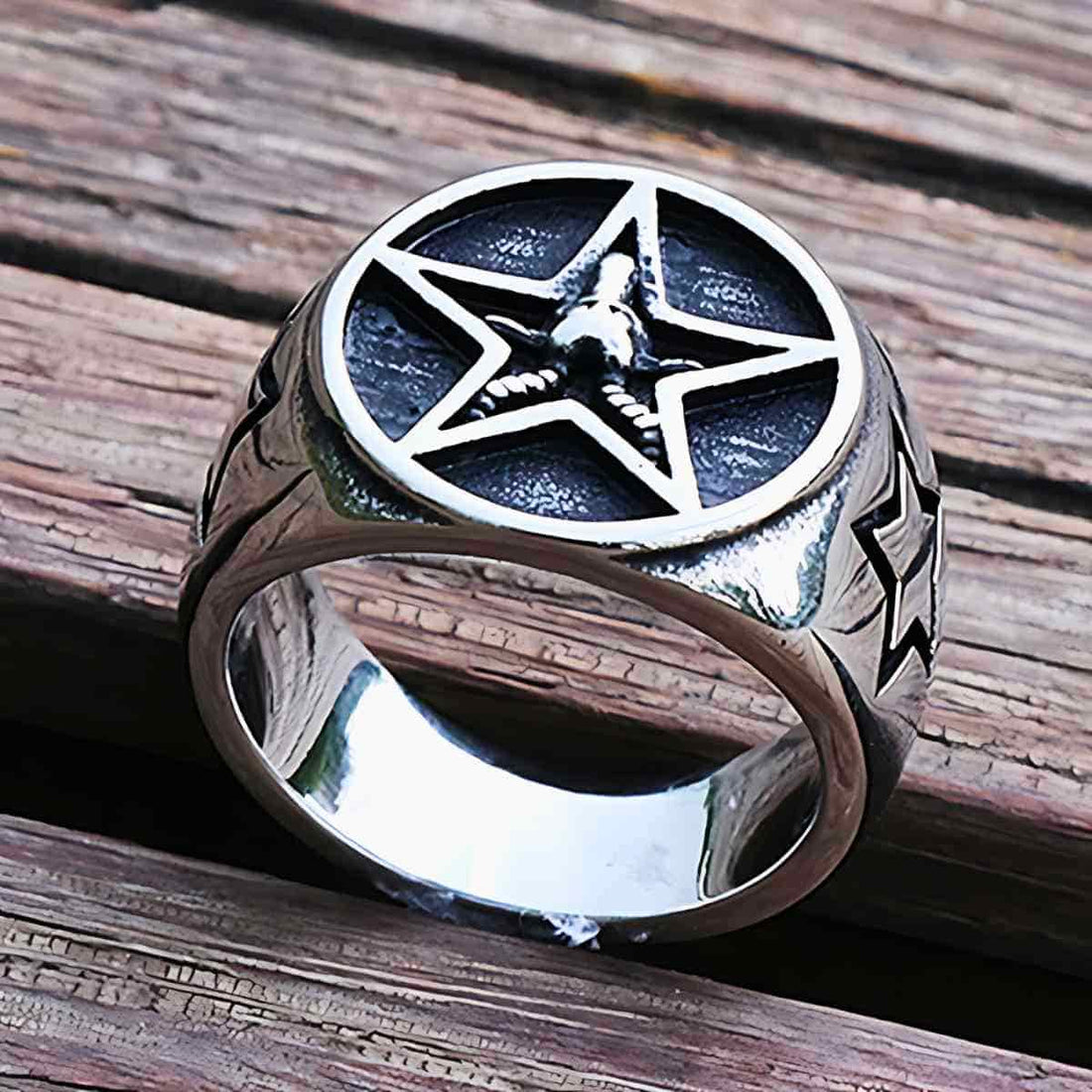 Pentagram Goat Skull Ring | Xenos Jewelry