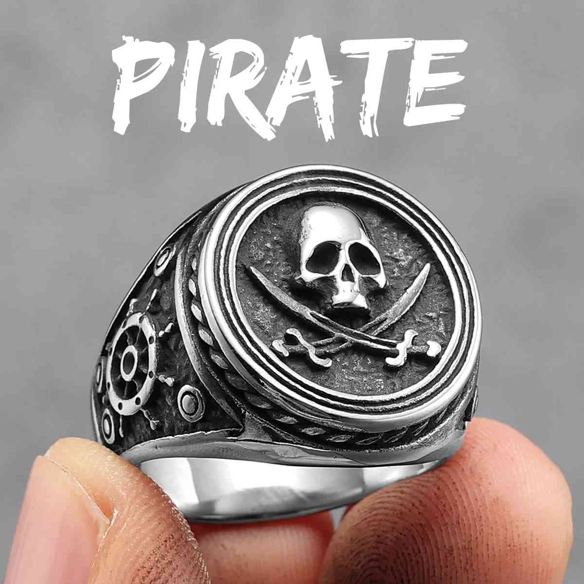 Pirate Signet Ring with Skull and Swords | Xenos Jewelry