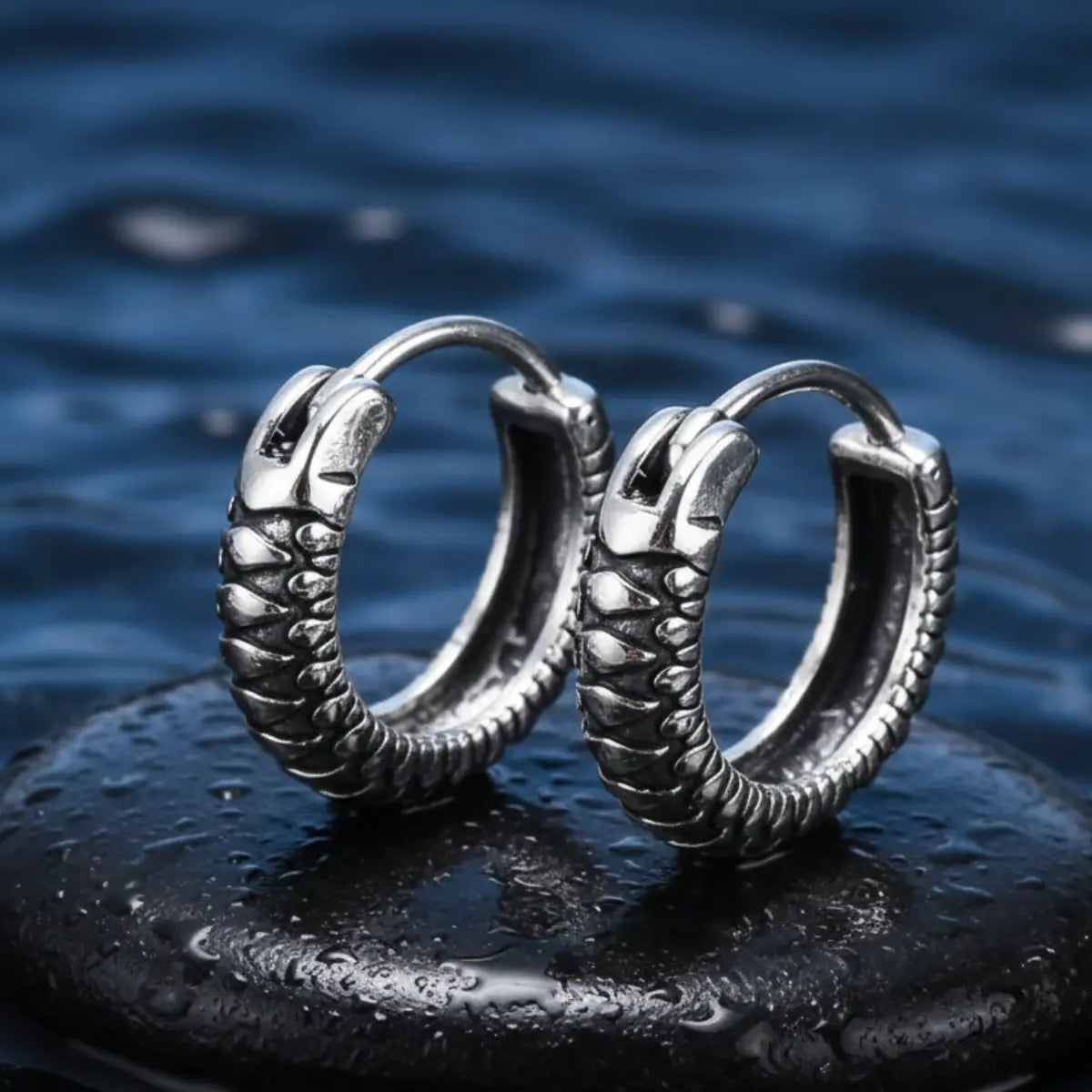 Snake Skin Hoop Earrings | Xenos Jewelry