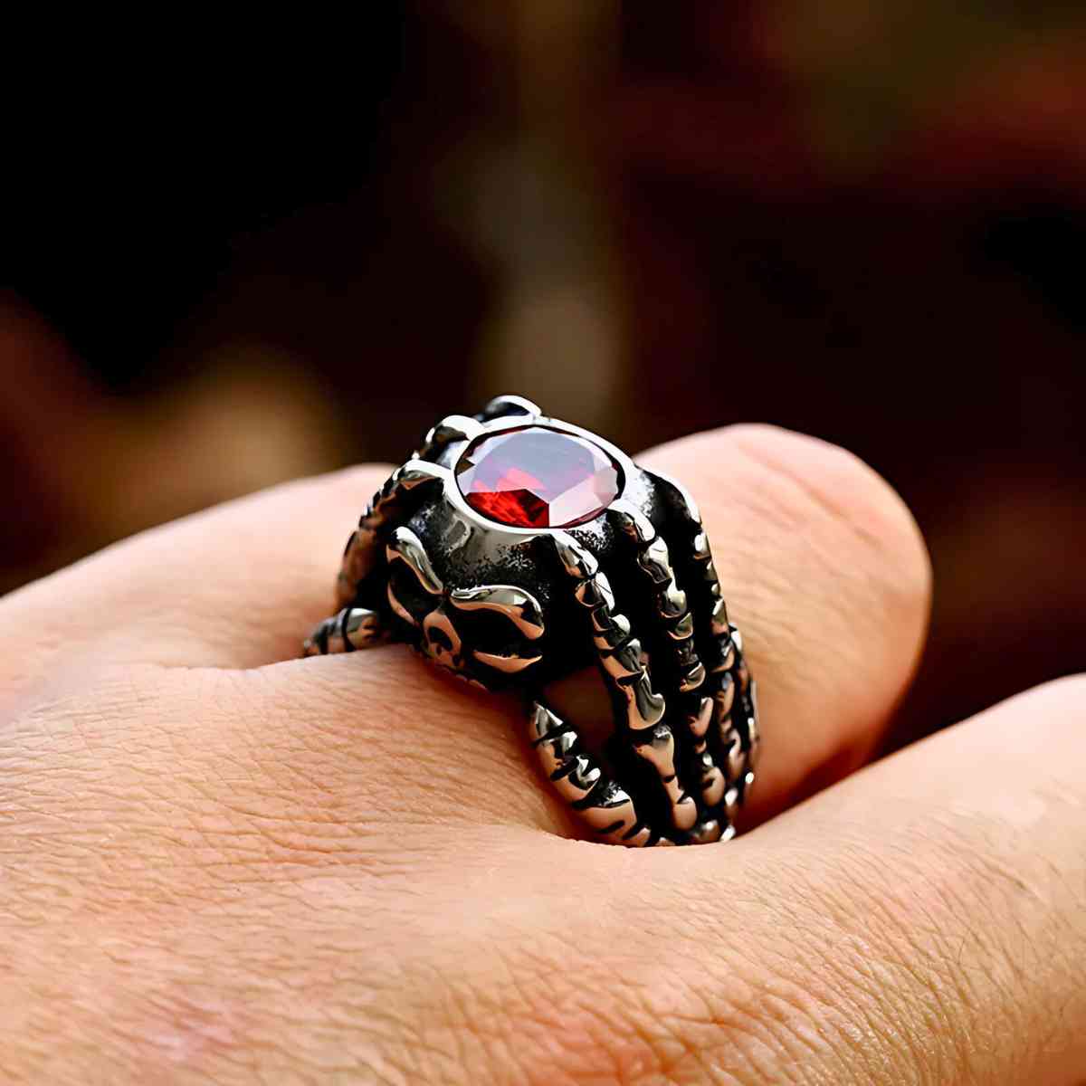 Skeleton Hand Engagement Ring in Stainless Steel