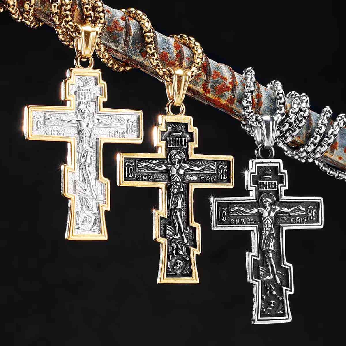 Collier Croix Orthodoxe Orientale en Acier | Xenos Jewelry