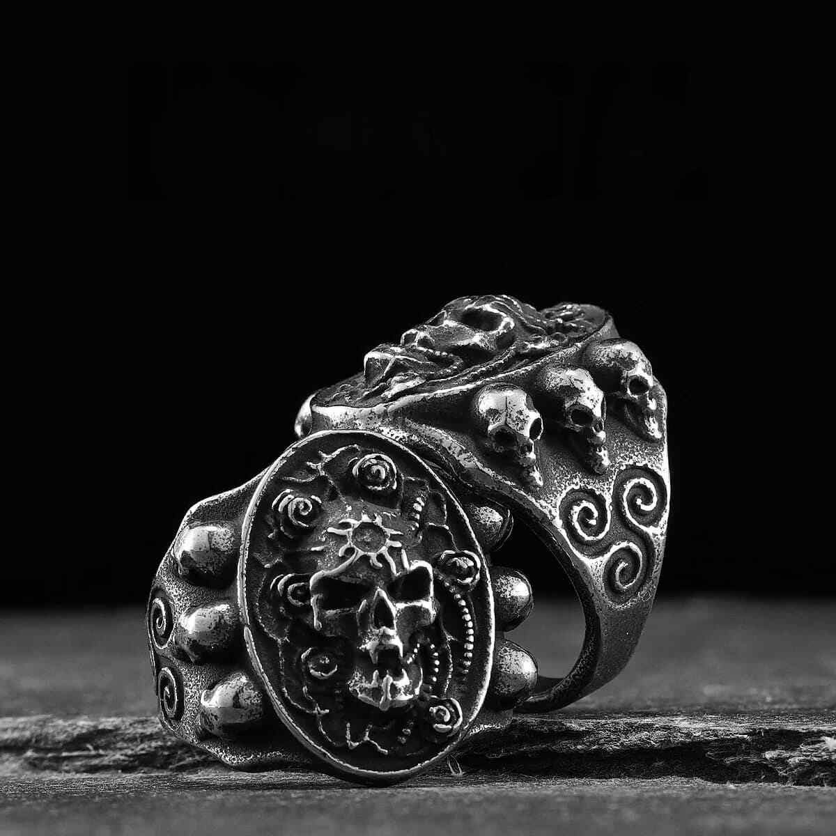 Viking Skull Signet Ring in Stainless Steel